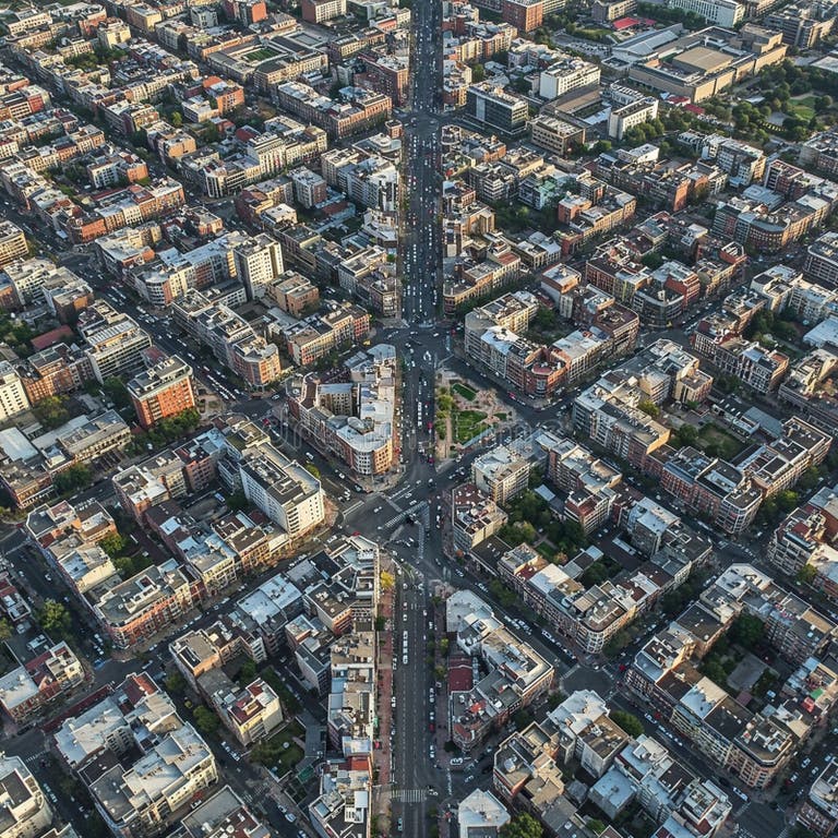 Aerial View of a Dense Urban Grid in Boston, Massachusetts. Streets ...
