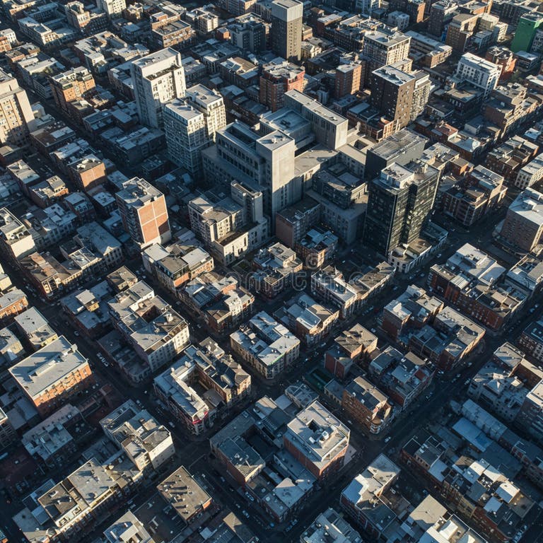 Aerial View of a Dense Urban Grid with Numerous Rectangular and Square ...