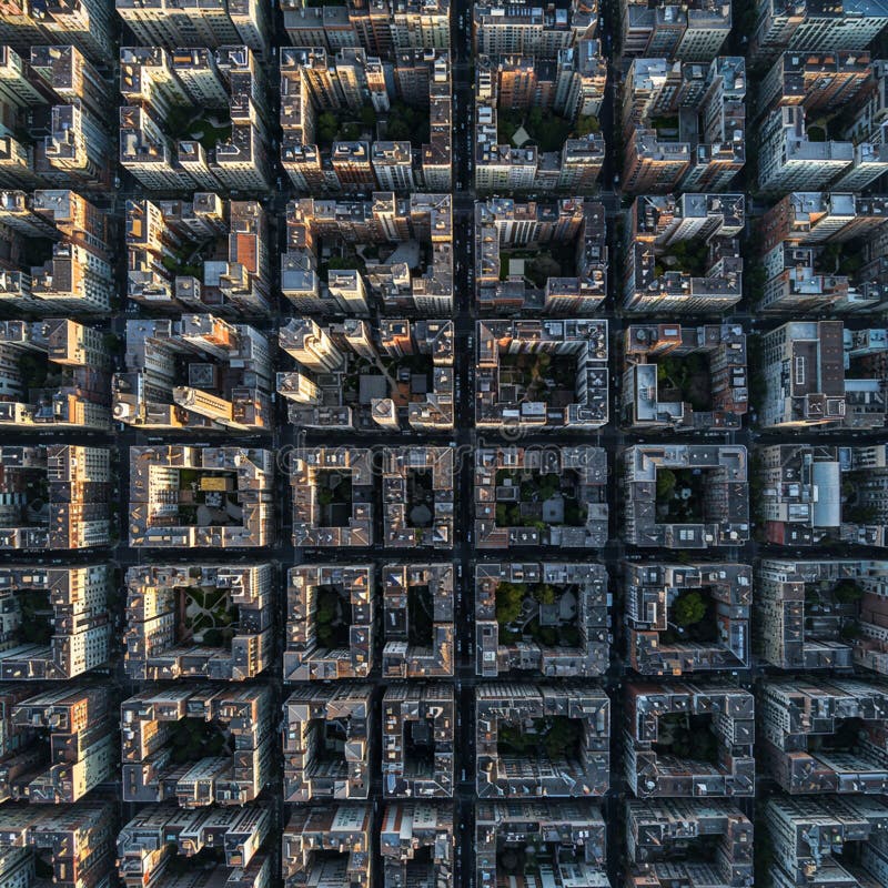 Aerial View of a Densely Packed Urban Grid with High-rise Buildings ...