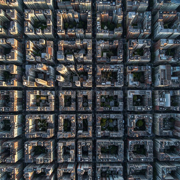Aerial View of a Densely Packed Urban Grid with High-rise Buildings ...