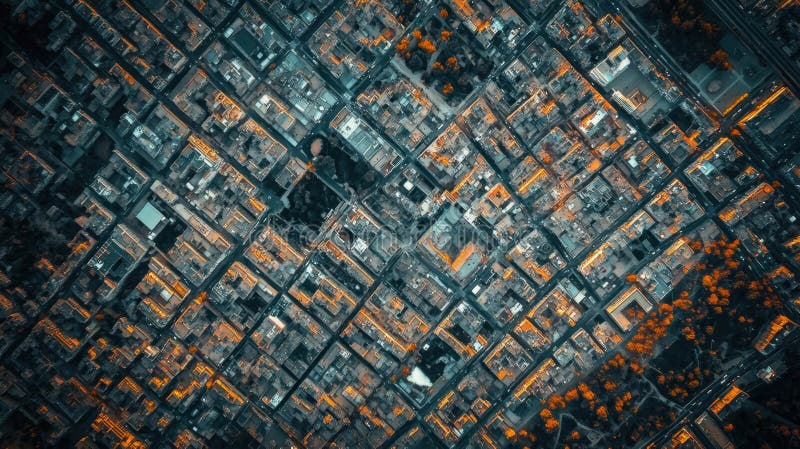 Aerial View of a Densely Populated City with Grid-like Street Pattern ...