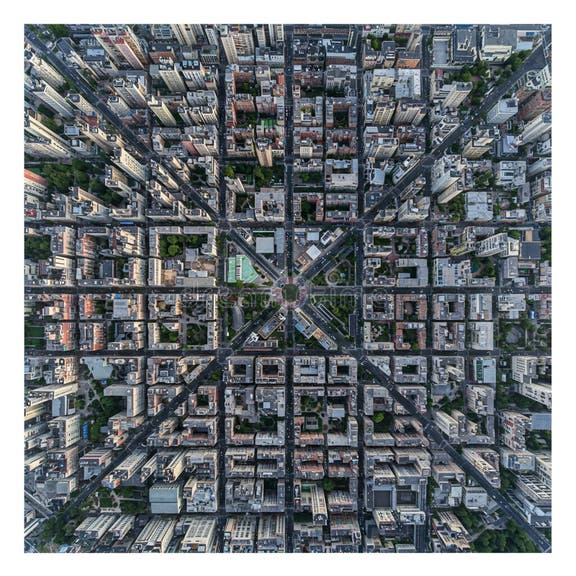 Aerial View of a Densely Urbanized Grid Pattern Cityscape. Multiple ...