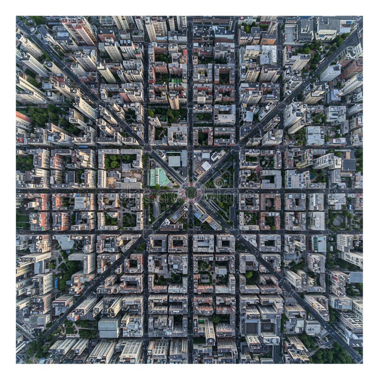 Aerial View of a Densely Urbanized Grid Pattern Cityscape. Multiple ...