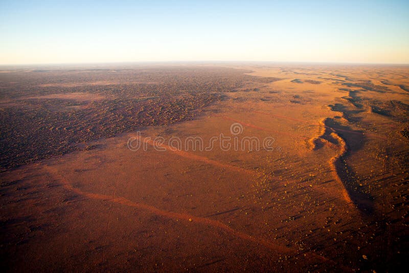 Aerial View of Desert Outback Australia at Sunset Stock Photo - Image ...