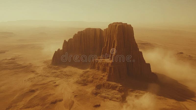 Aerial View of a Desert Rock Formation Stock Illustration ...