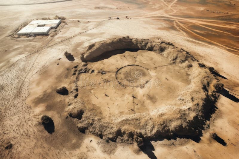 Aerial View of Deserted Test Site with Blast Marks Stock Illustration ...