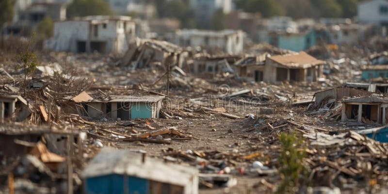 Aerial View of Destruction after Natural Disaster. Stock Photo - Image ...