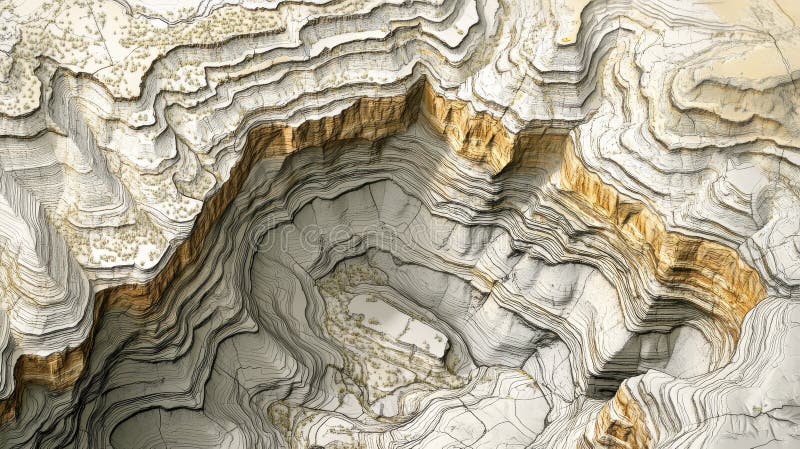 Aerial View of a Detailed Geological Formation Showcasing Layered Earth ...