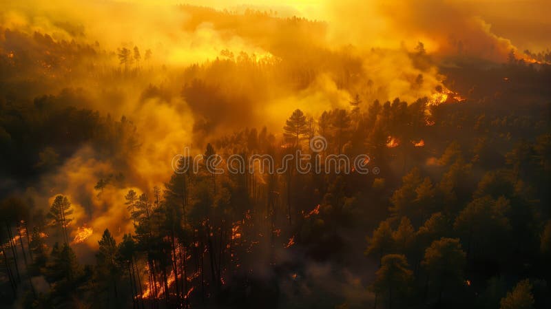 Aerial View of a Devastating Forest Fire Stock Photo - Image of ...