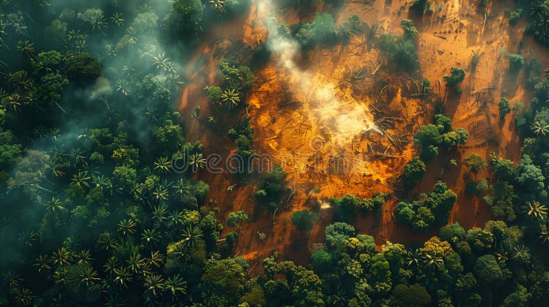Aerial View of Devastating Forest Fire Stock Illustration ...