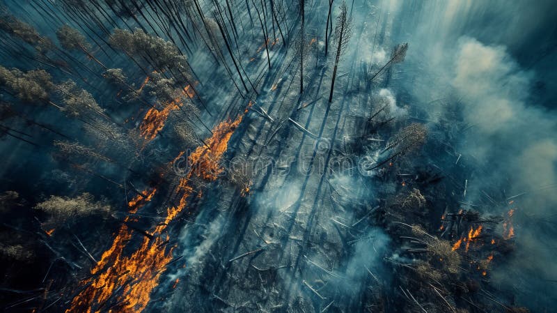 Aerial View of Devastating Forest Fire Consuming Acres of Woodland Stock Photo - Image of rapid ...