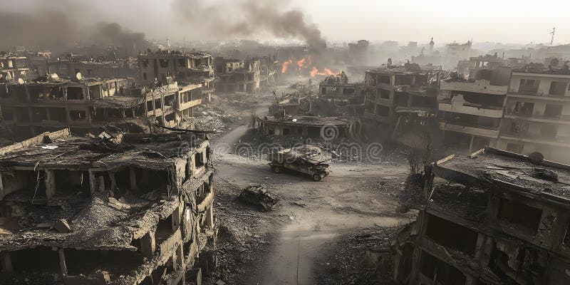 Aerial View of Devastation: Urban Destruction and Aftermath of Conflict ...