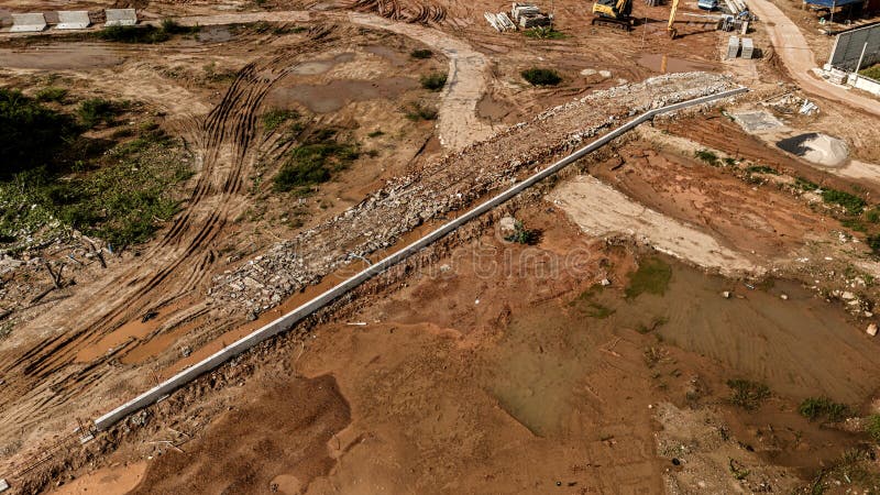 Aerial View of Development of New Road Construction or Overpass Under ...