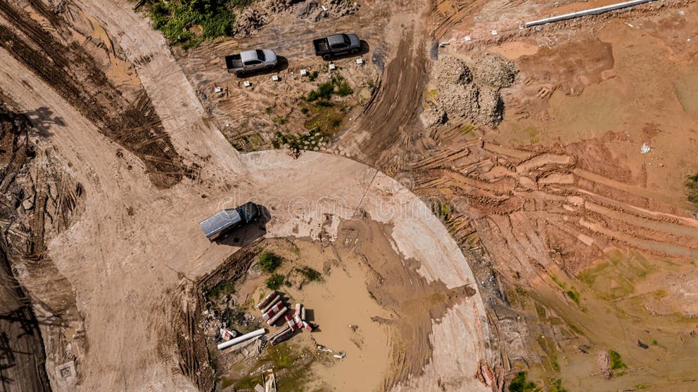 Aerial View of Development of New Road Construction or Overpass Under Construction Stock Photo ...