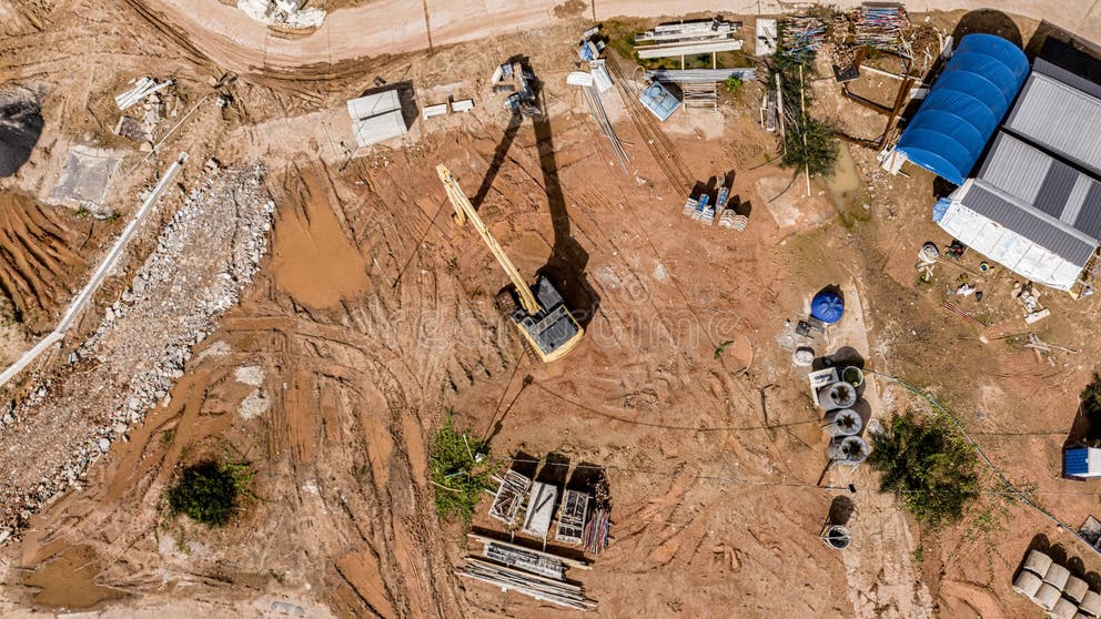 Aerial View of Development of New Road Construction or Overpass Under Construction Stock Photo ...