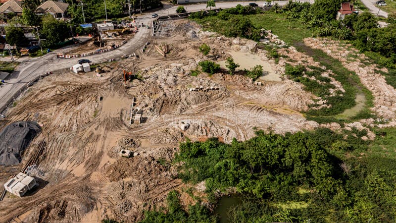 Aerial View of Development of New Road Construction or Overpass Under Construction Stock Photo ...