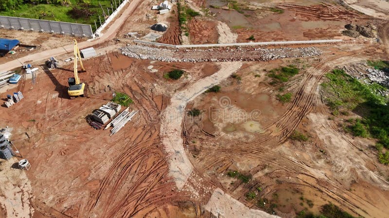 Aerial View of Development of New Road Construction or Overpass Under Construction Stock Video ...