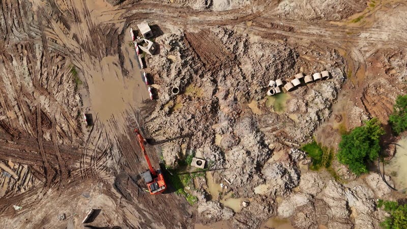 Aerial View of Development of New Road Construction or Overpass Under Construction Stock Footage ...