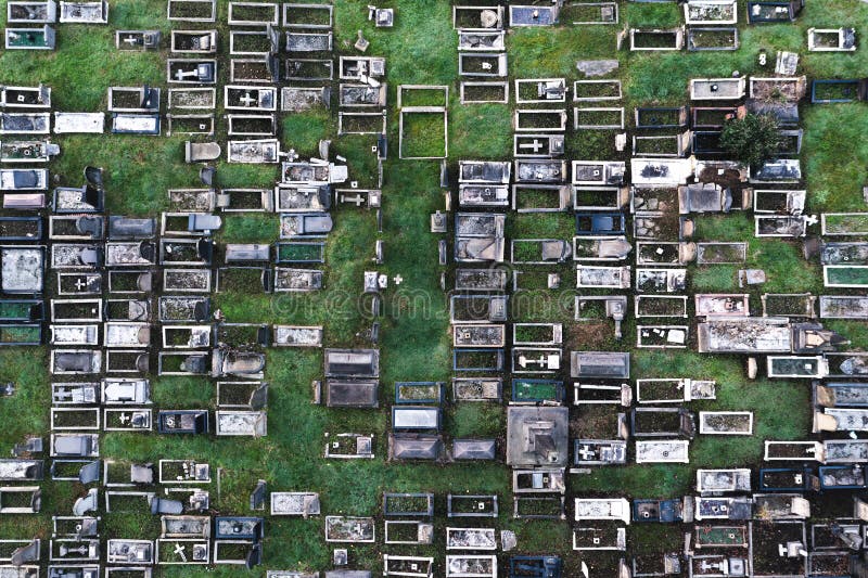 Aerial View Directly Above a Packed Inner City Cemetery Stock Image ...
