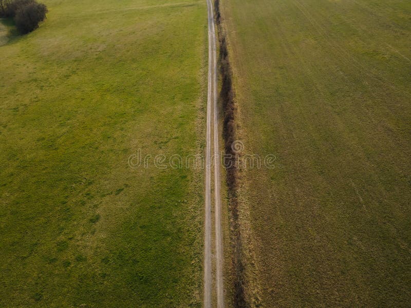 Aerial View of Dirt Road in the Field in Spring Stock Photo - Image of ...