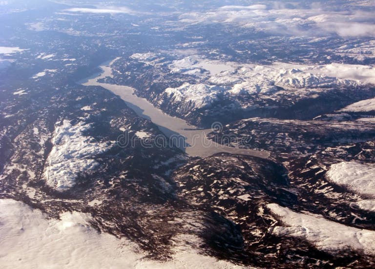Aerial View of the Distant Scandinavian Fiord Stock Photo - Image of ...