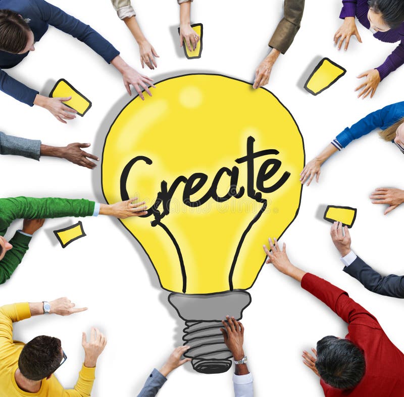 Aerial View of Diverse People with Text Create Stock Illustration ...