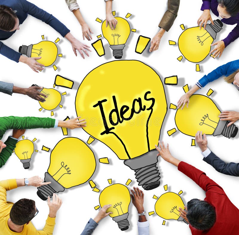 Aerial View of Diverse People with Text Ideas Stock Image - Image of ...