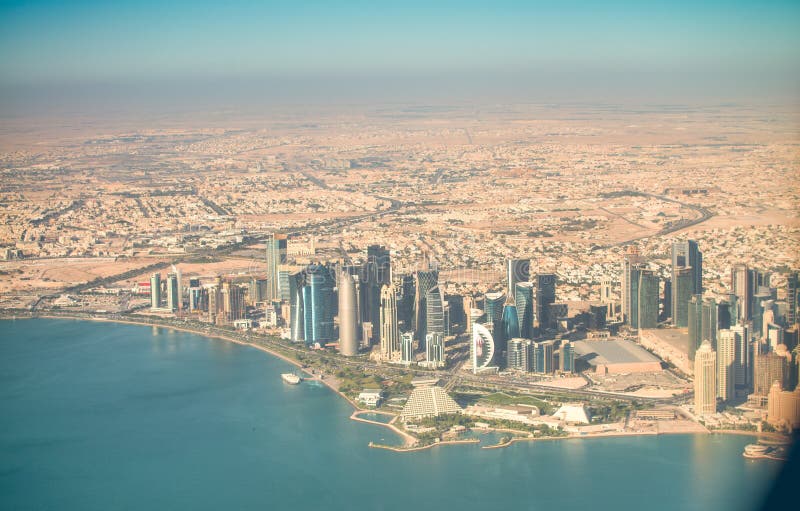 Aerial View of Doha Downtown, Qatar Editorial Stock Photo - Image of ...