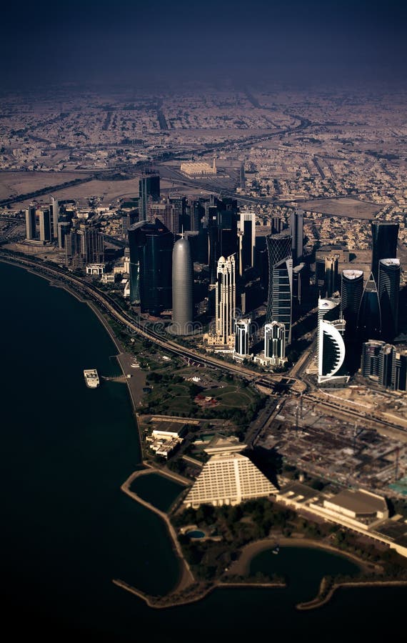 Aerial view of Doha, Qatar stock image. Image of landmark - 196929875