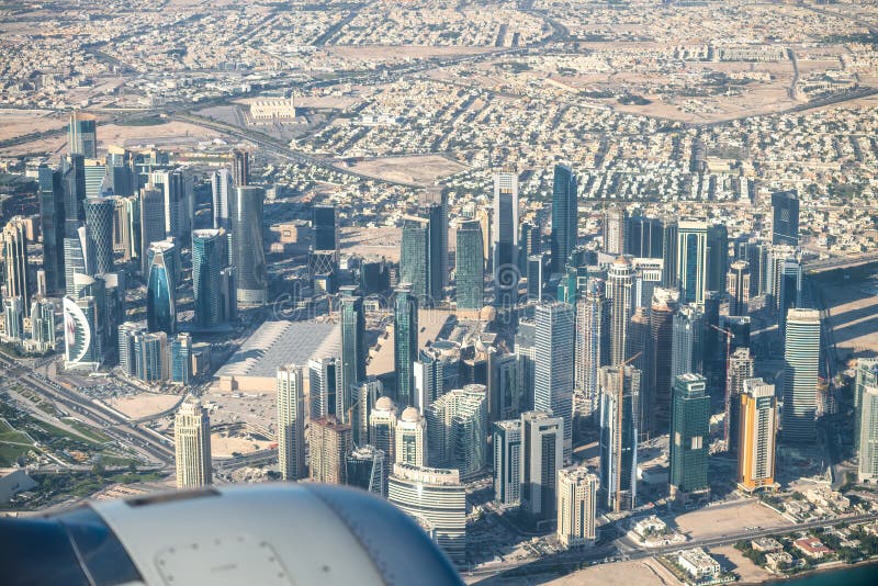 Aerial view of Doha, Qatar stock photo. Image of modern - 165890266