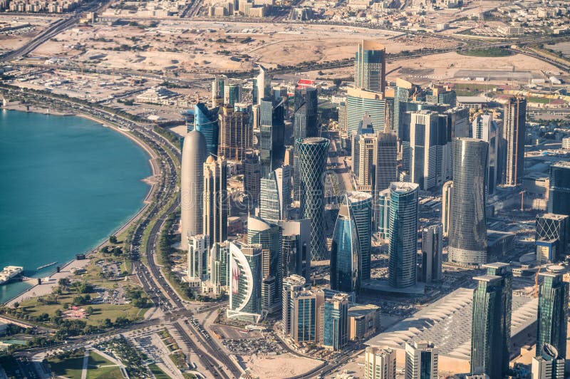 Aerial View of Doha Skyline, Qatar Stock Image - Image of beautiful ...