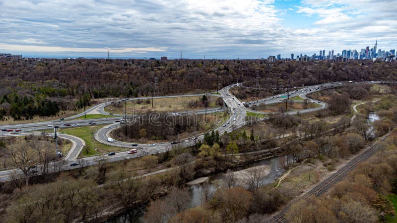 Aerial View of Don Valley Parkway in Toronto Stock Image - Image of ...