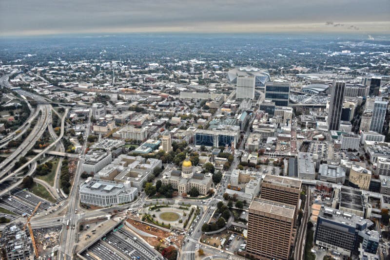 Aerial View Downtown Atlanta Skyline Stock Image - Image of skyline ...