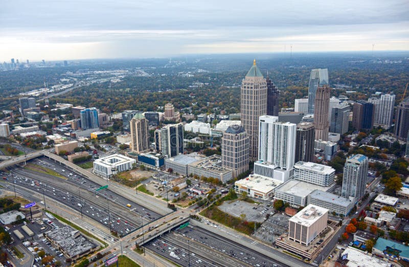 Aerial View of Downtown Atlanta Stock Photo - Image of traffic ...