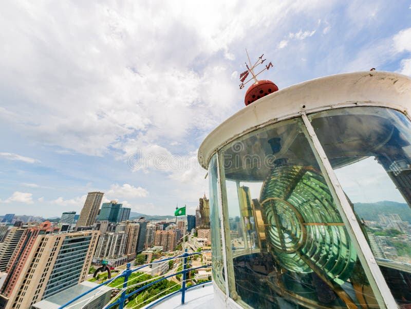 Aerial View of the Downtown Cityscape with the Lamp of Lighthouse Stock ...