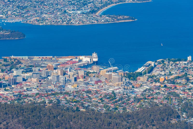 Aerial View of Downtown Hobart in Australia Stock Image - Image of ...