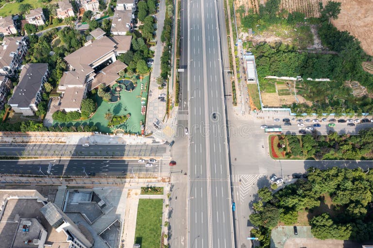 Aerial View of Downtown Intersection Stock Photo - Image of urban ...