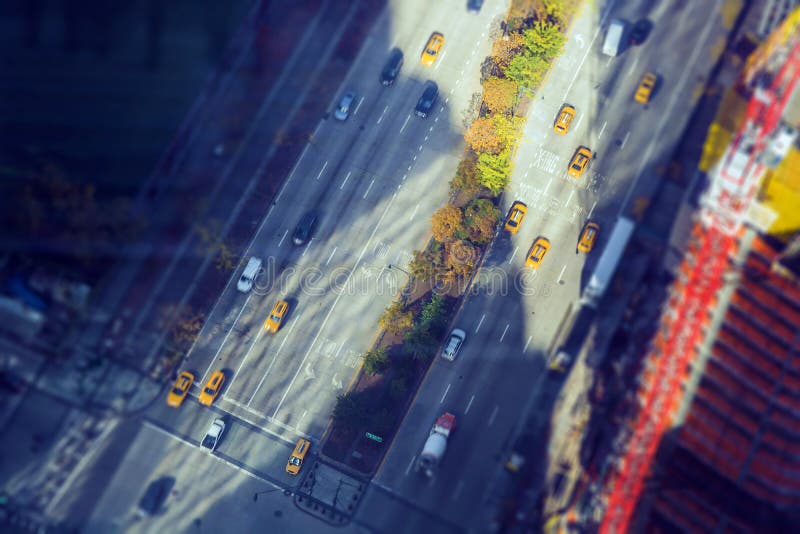 Aerial View of Downtown Intersection Stock Image - Image of city ...
