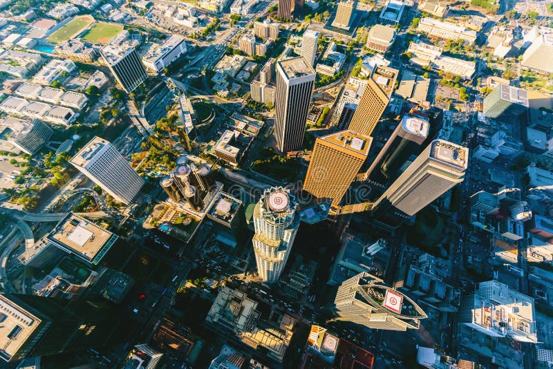 Aerial View of a Downtown LA Stock Image - Image of california ...