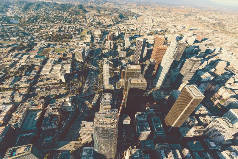 Aerial View of a Downtown LA Stock Image - Image of financial, high ...