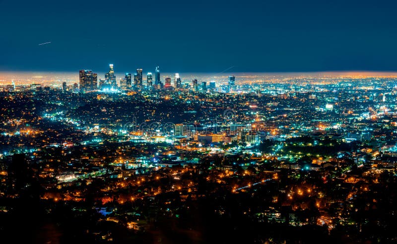 Aerial View of Downtown Los Angeles Stock Image - Image of modern ...
