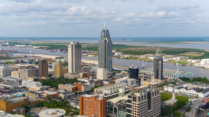 Aerial View of Downtown Mobile, Alabama in April Editorial Photo ...