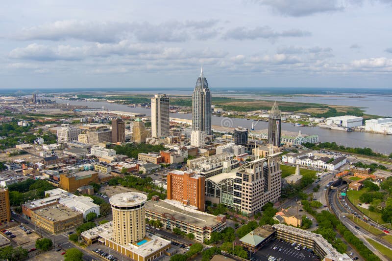 Aerial View of Downtown Mobile, Alabama in April Editorial Stock Image ...