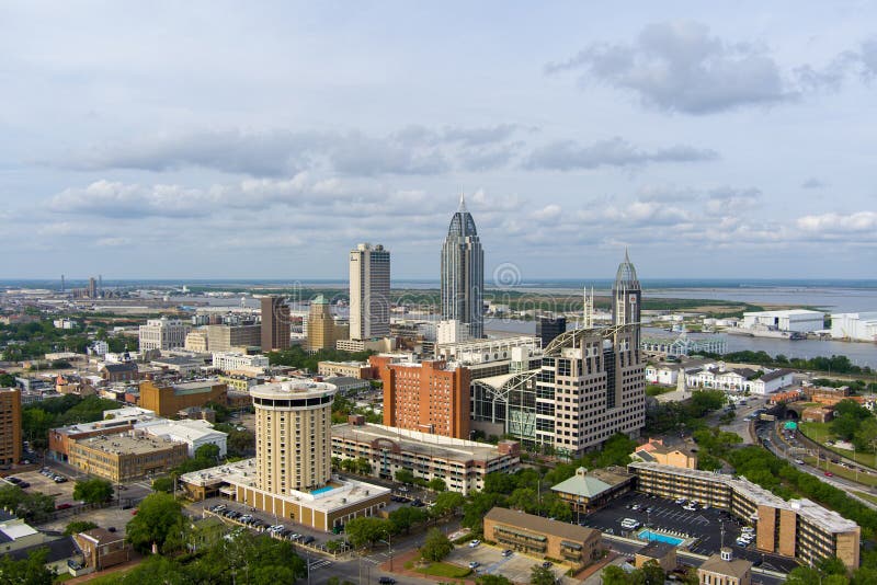 Aerial View of Downtown Mobile, Alabama in April Editorial Photography ...