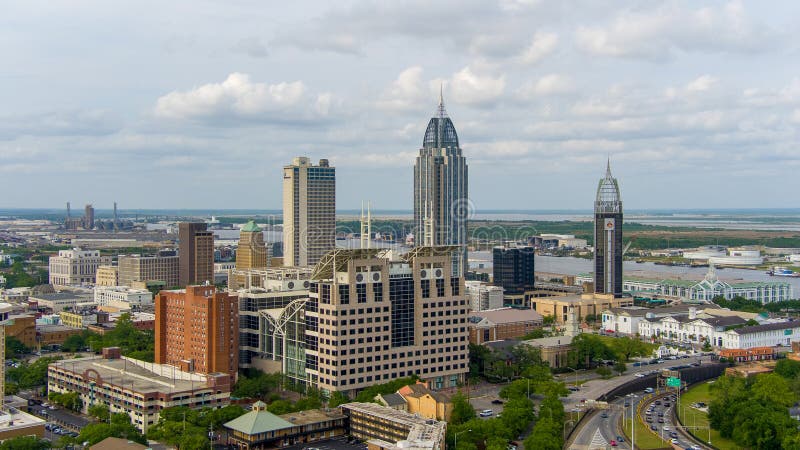 Aerial View of Downtown Mobile, Alabama in April Editorial Photography ...