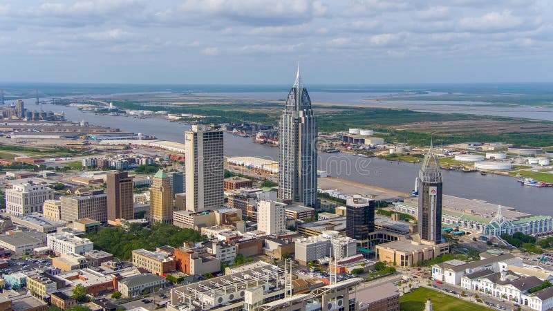 Aerial View of Downtown Mobile, Alabama in April Editorial Stock Image ...