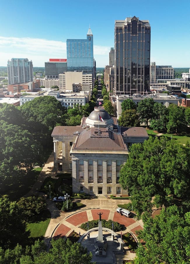 Aerial View of the Downtown Raleigh Skyline with the State Capitol ...