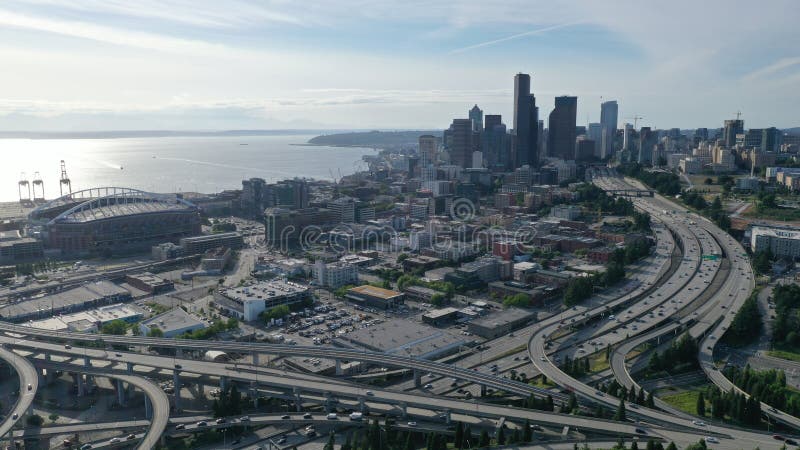 Aerial View of Downtown Seattle Washington Stock Photo - Image of ...