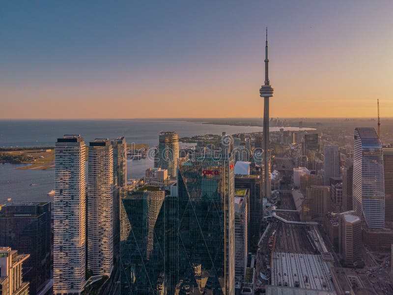 Aerial View of Downtown Toronto at Sunset Editorial Image - Image of ...