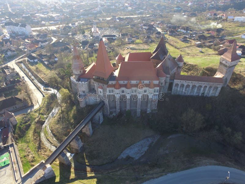 Aerial View of Dracula Castle Stock Image - Image of dark, autumn: 98686639